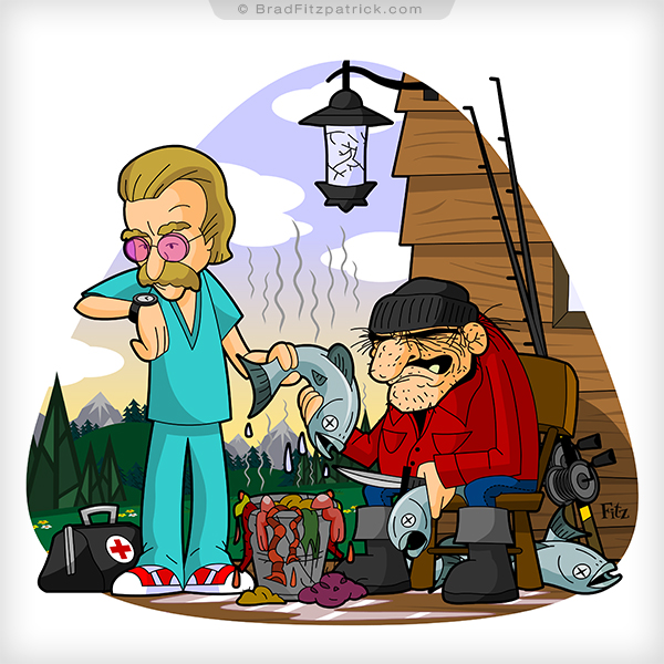 Male-Nurse-Fish-Monger-Old-Man-Magaziine-Illustration – Brad Fitzpatrick